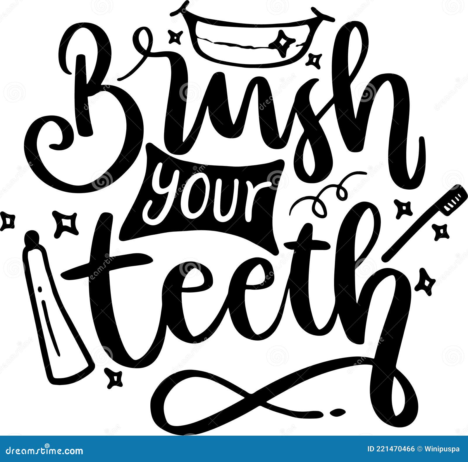 Brush Your Teeth stock vector. Illustration of icon - 221470466