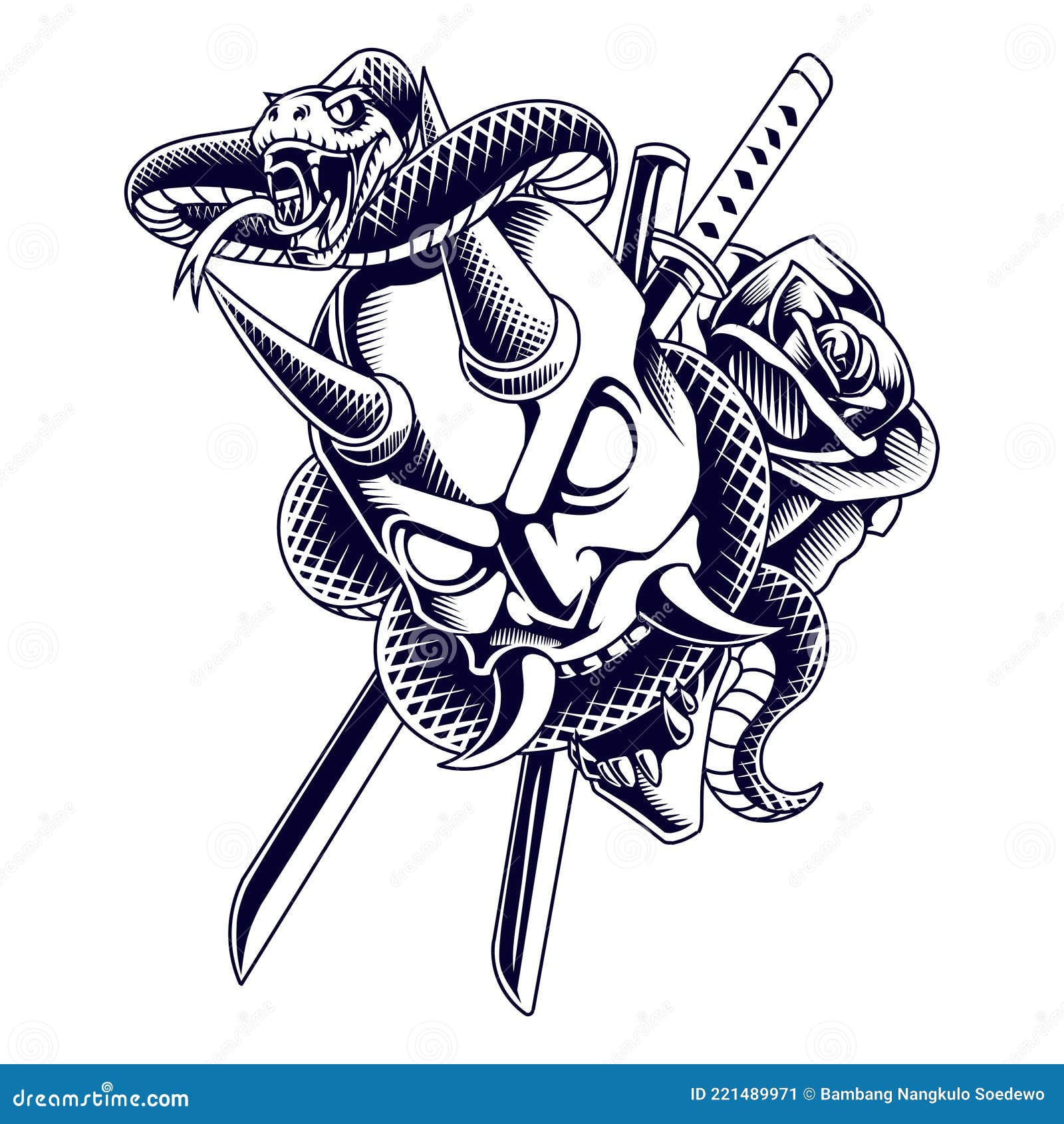 Devil Head with Snake Mascot Logo Stock Vector - Illustration of ...