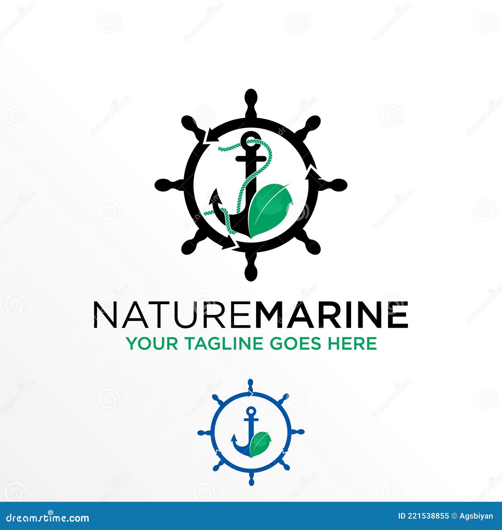Anchor and Ship`s Wheel Logo Free Vector. Leaf and Rope Abstract Design ...