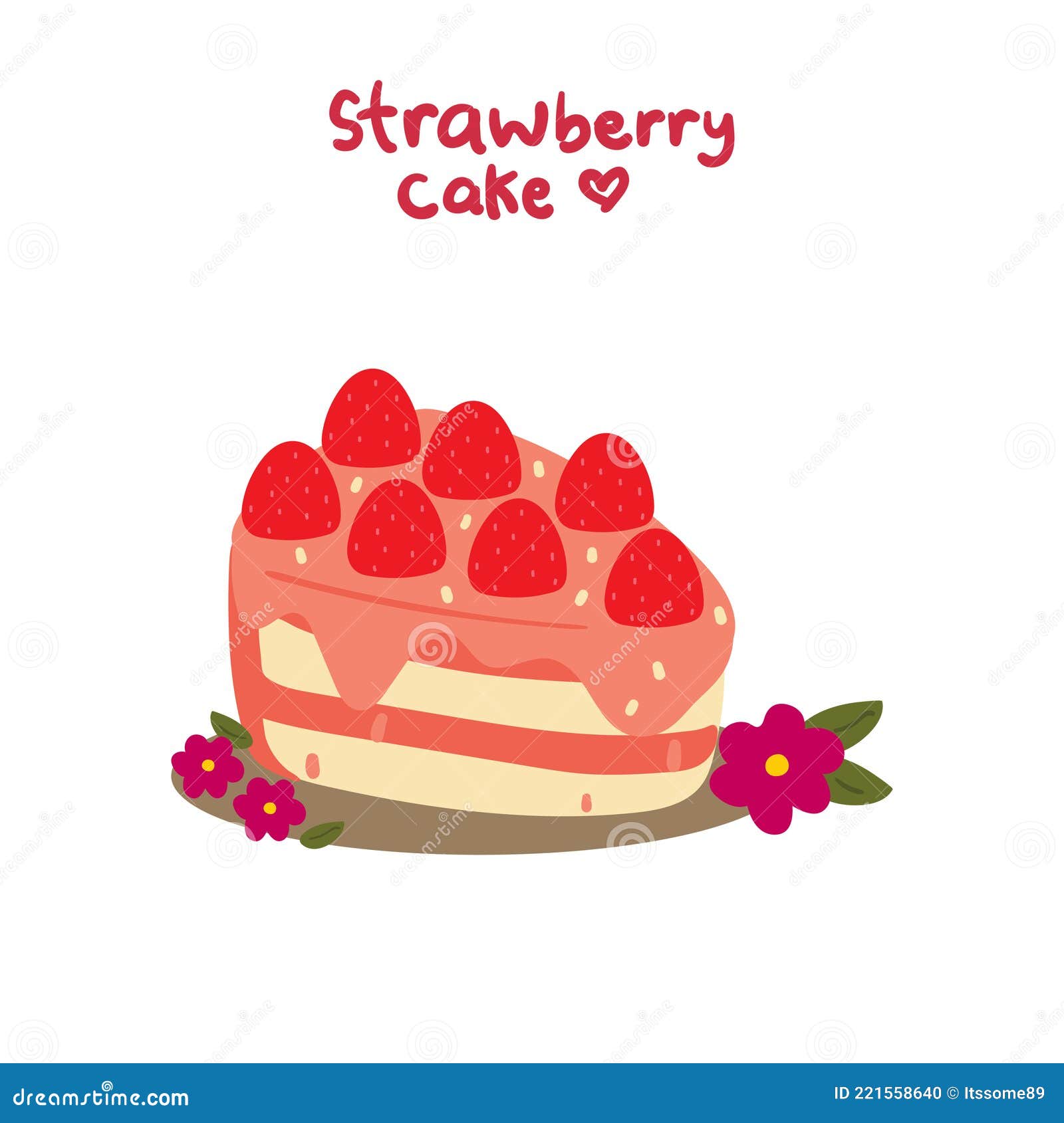 Strawberry Cake Slice Cartoon