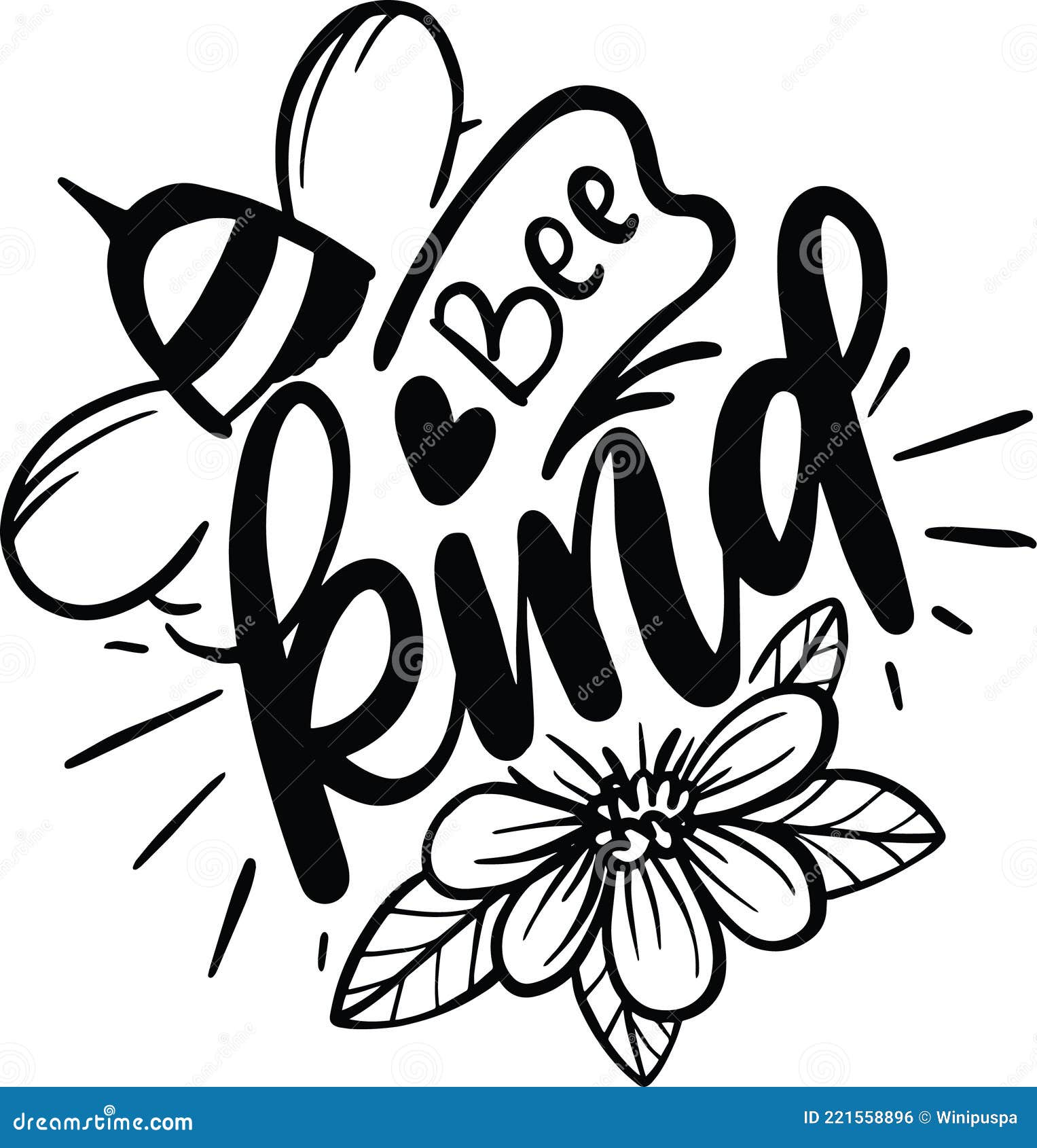 Bee Kind stock vector. Illustration of kind, grow, decoration - 221558896