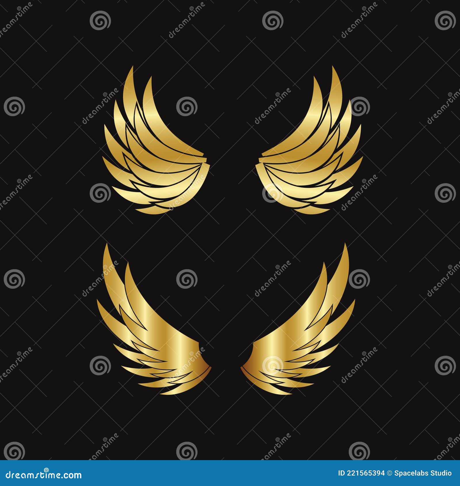 Golden Wing of Bird Vector Design Stock Illustration - Illustration of ...