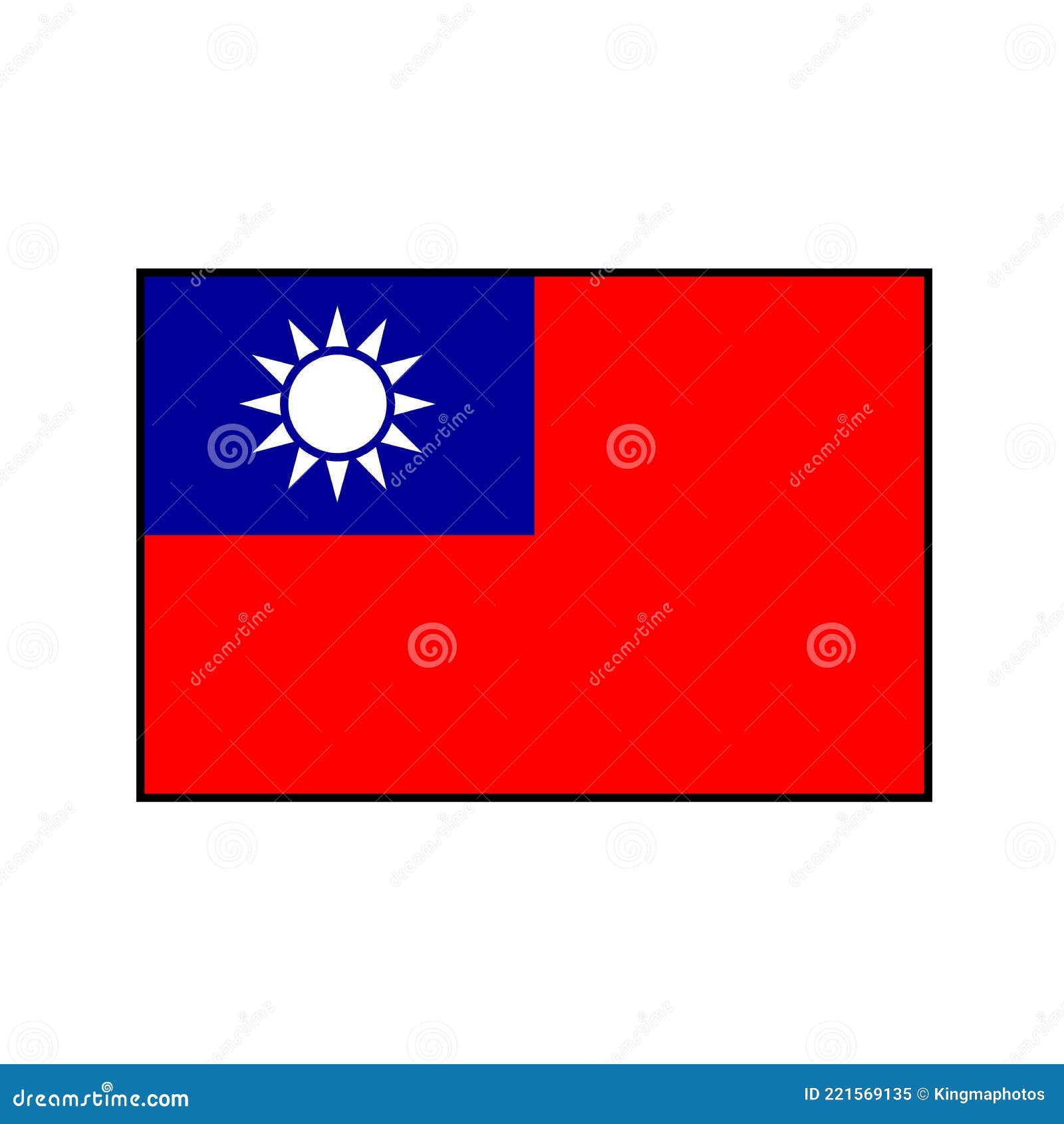 Republic of Taiwan Flag Button Rectangle on Isolated White for Asia ...