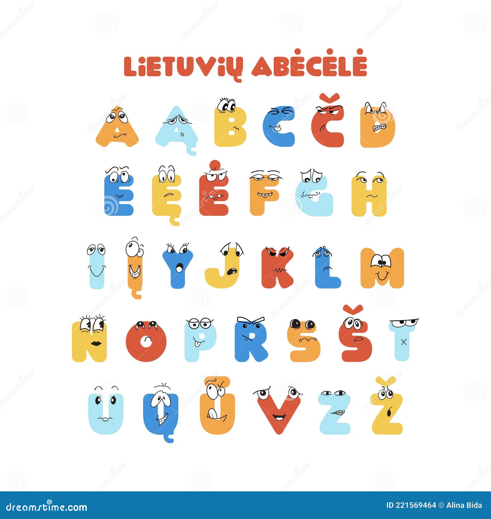 Lithuanian Colorful Alphabet for Kids Stock Vector - Illustration of ...