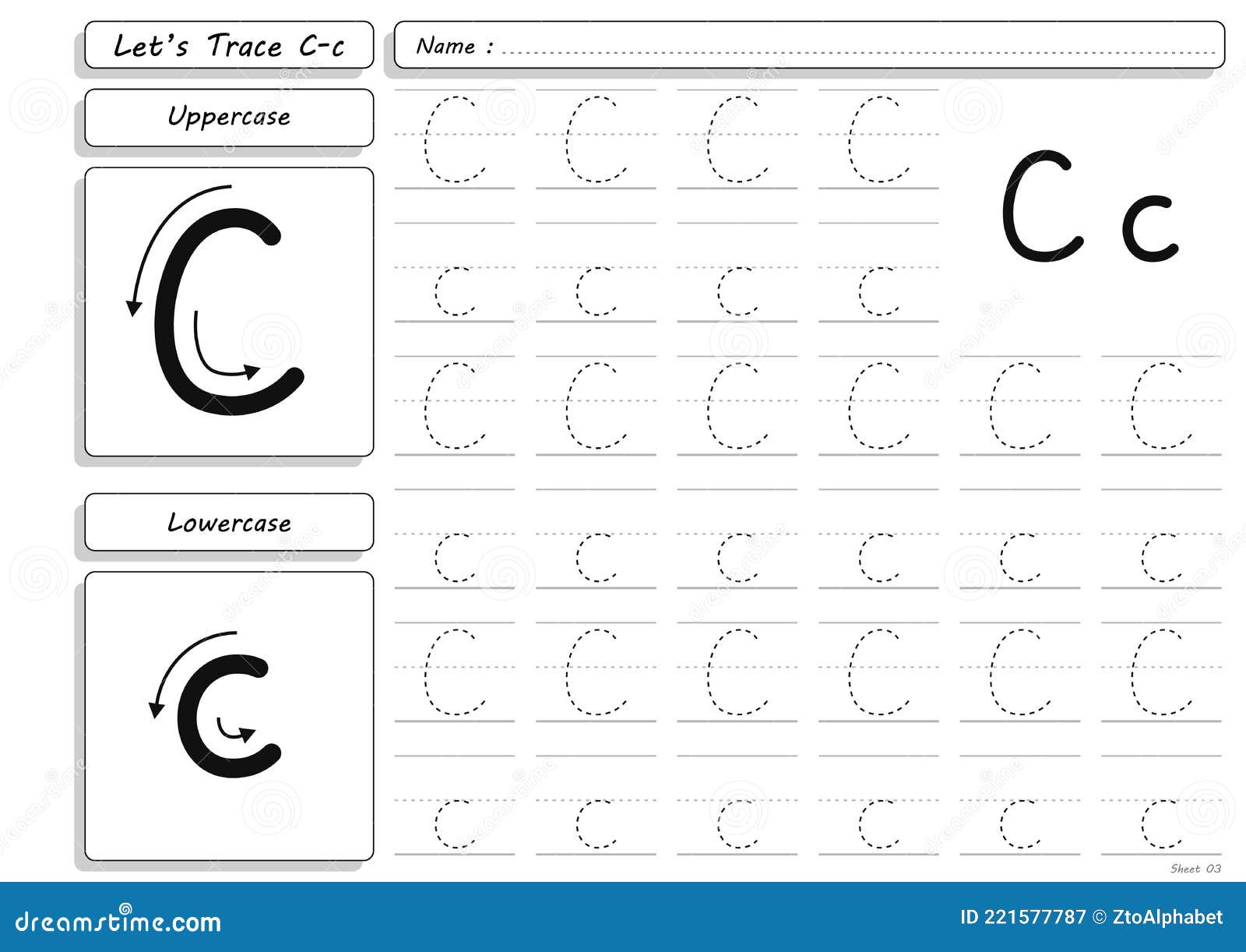 Writing and Tracing Letters C-c Worksheet Stock Vector - Illustration ...