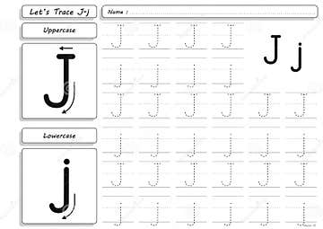 Writing and Tracing Letters J-j Worksheet Stock Vector - Illustration ...
