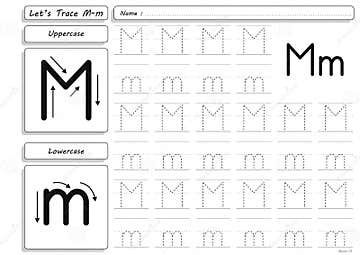 Writing and Tracing Letters M-m Worksheet Stock Vector - Illustration ...