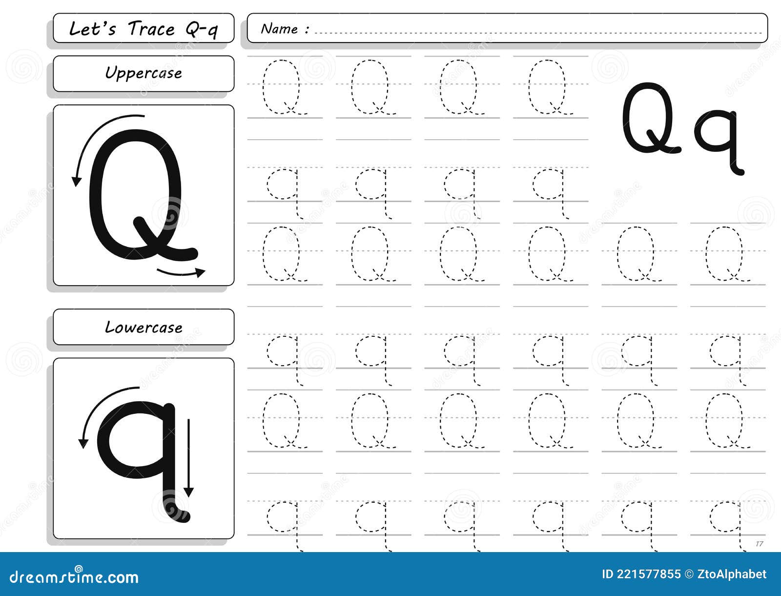 Writing and Tracing Letters Q-q Worksheet Stock Vector - Illustration ...
