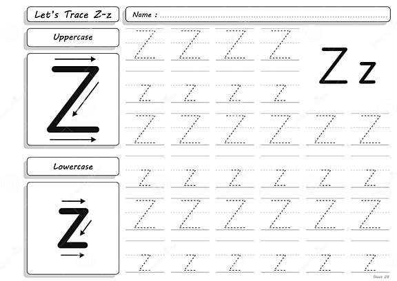 Writing and Tracing Letters Z-z Worksheet Stock Vector - Illustration ...
