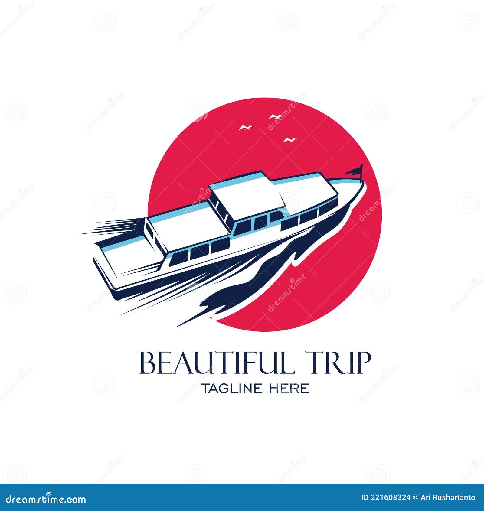 Boat Vacation Trip Logo Design in Vector Stock Vector - Illustration of ...