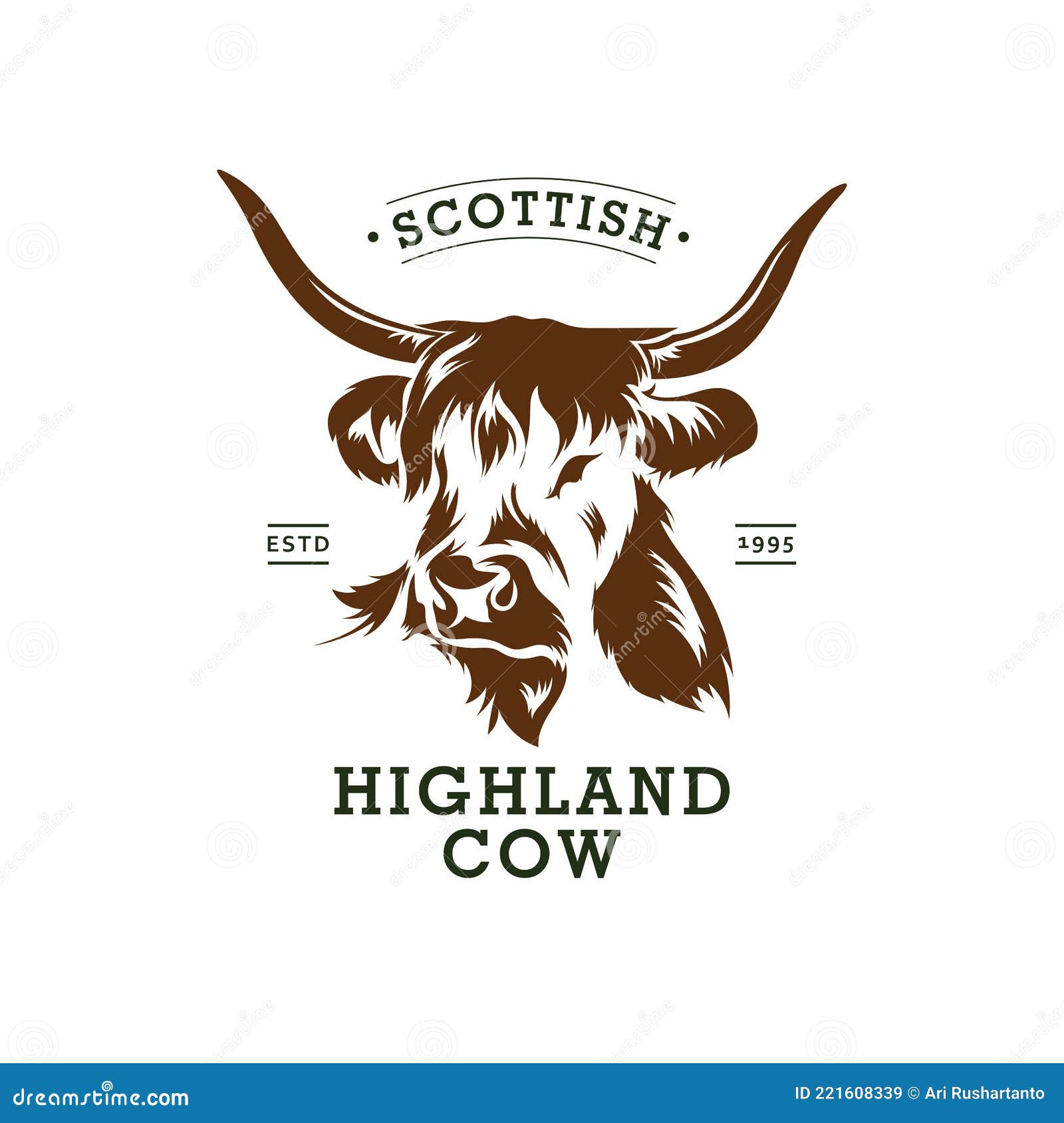 Scottish Highlands Cow Vector Illustration Logo Design Stock Vector ...
