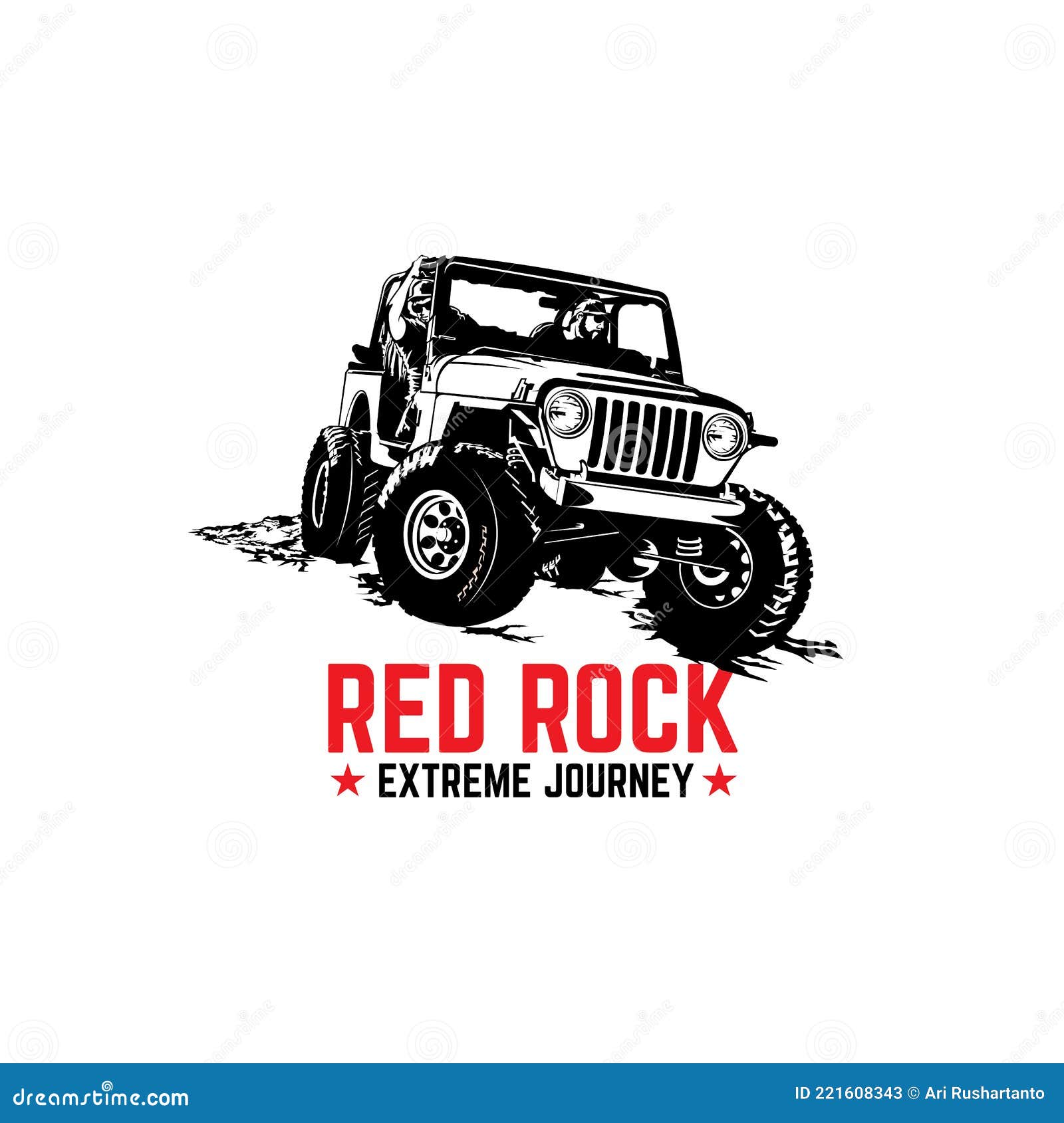 Off Road Vehicle in the Rock Mountain Stock Vector - Illustration of ...