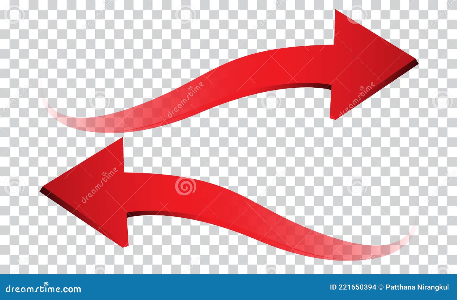 Red Arrow 3D Wave Direction on Transparent Background Sign Symbol ...