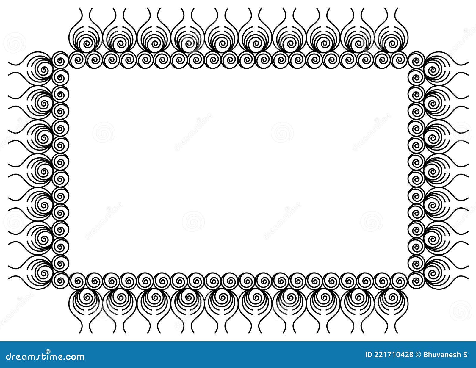 Rectangle Border Design Concept of Rangoli or Kolam Design with Spiral ...