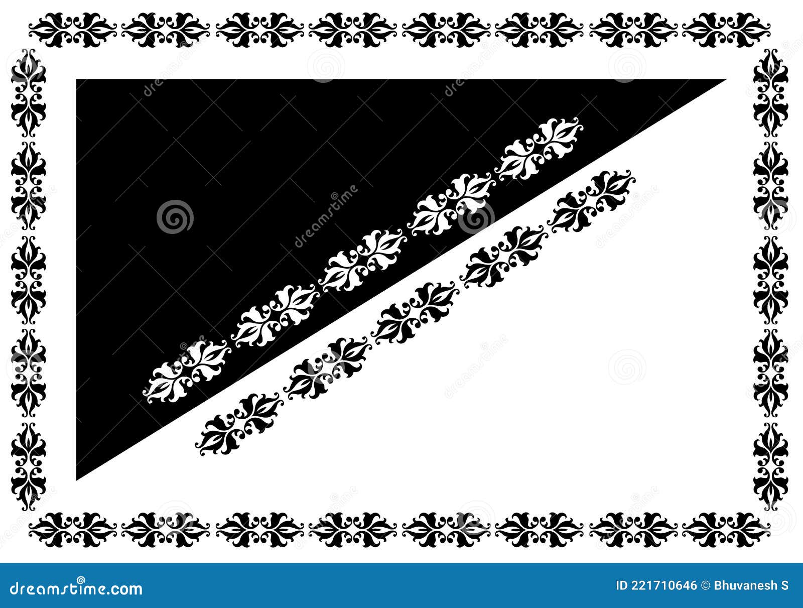 Rectangle Border Design Concept of Rangoli or Kolam Design with Floral ...
