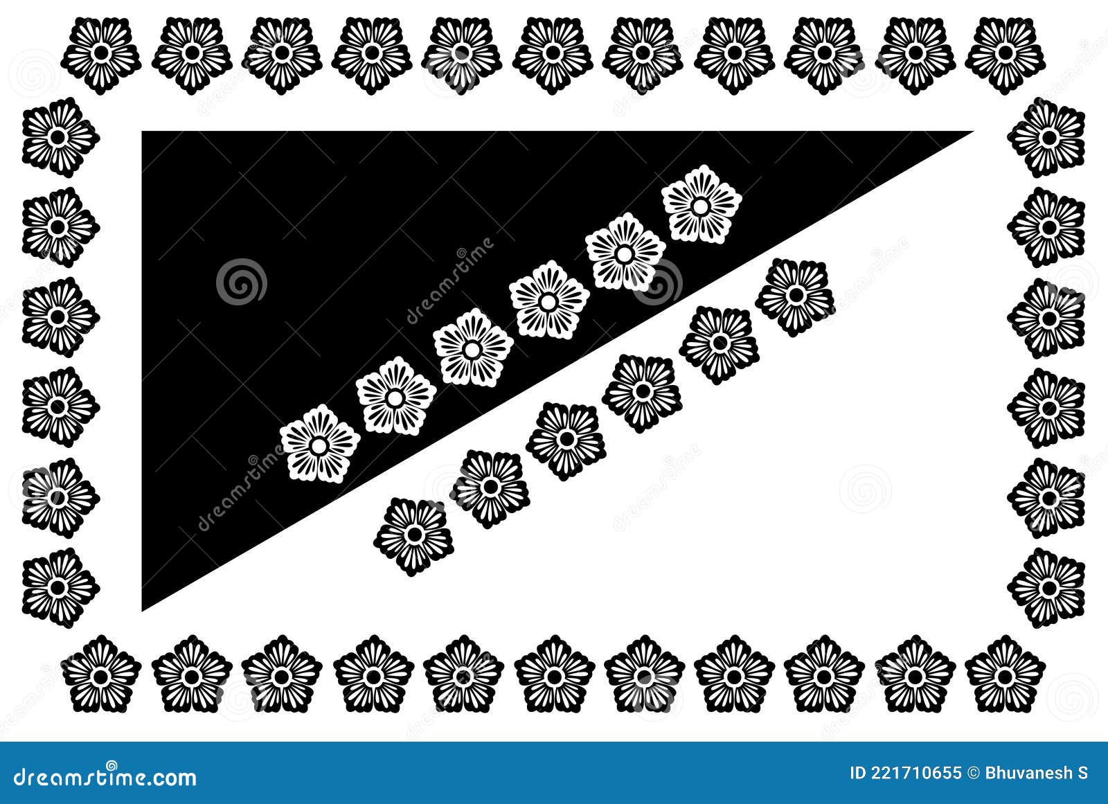 Rectangle Border Design Concept of Rangoli or Kolam Design with Floral ...
