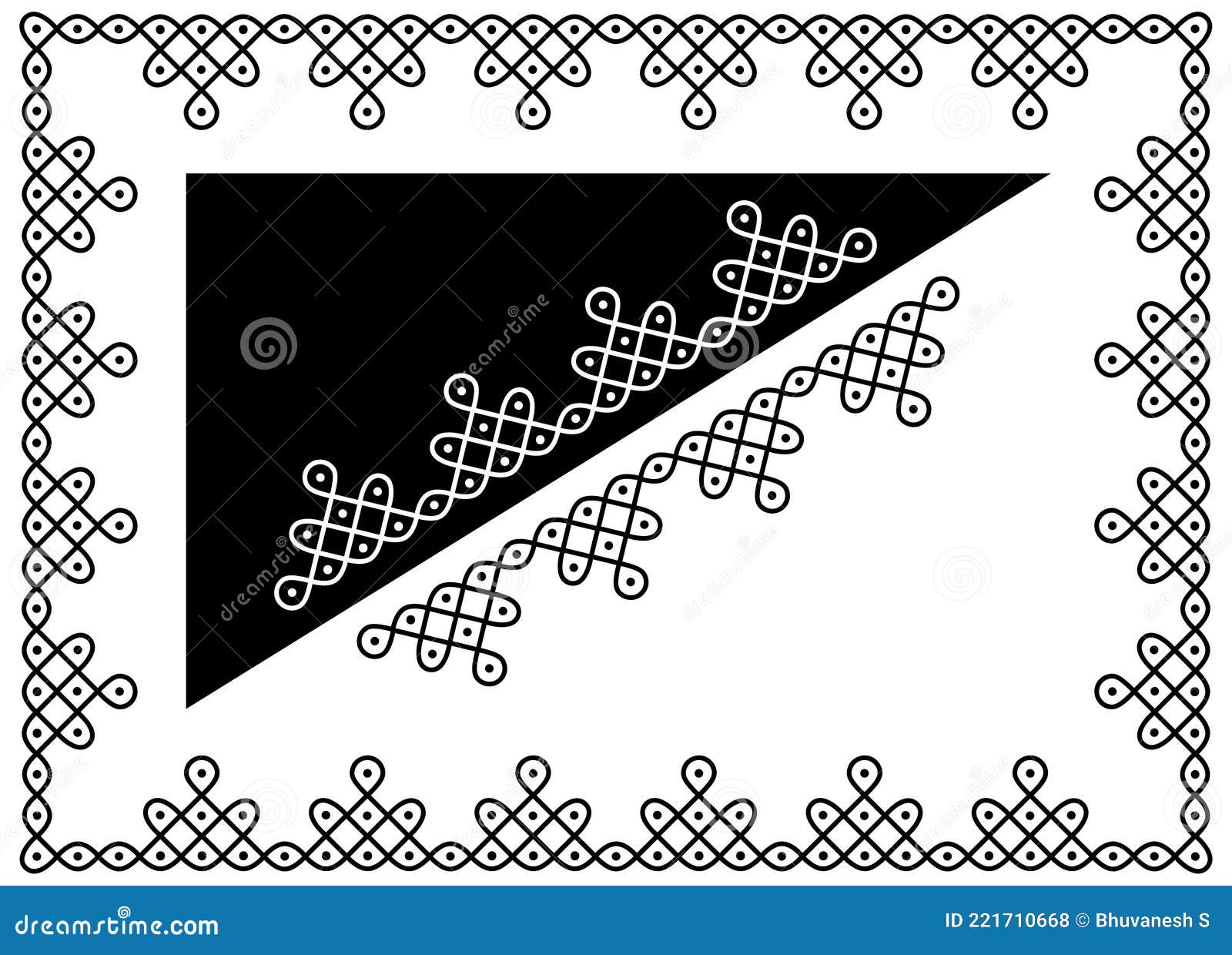 Rectangle Border Design Concept of Rangoli or Kolam Design with Floral ...