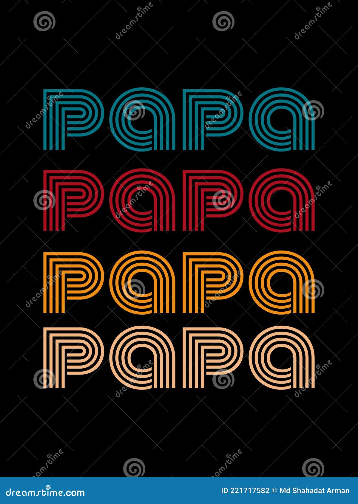 Papa Papa Papa Papa Vintage T-shirt Design. Stock Vector - Illustration ...