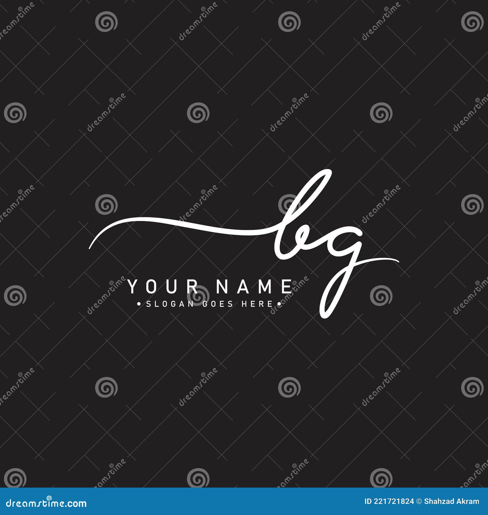 Initial Letter BG Logo - Handwritten Signature Style Logo Stock Vector ...