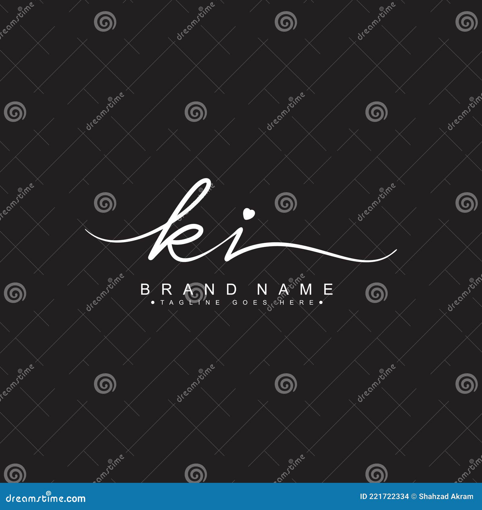 Initial Letter KI Logo - Hand Drawn Signature Logo Stock Vector ...