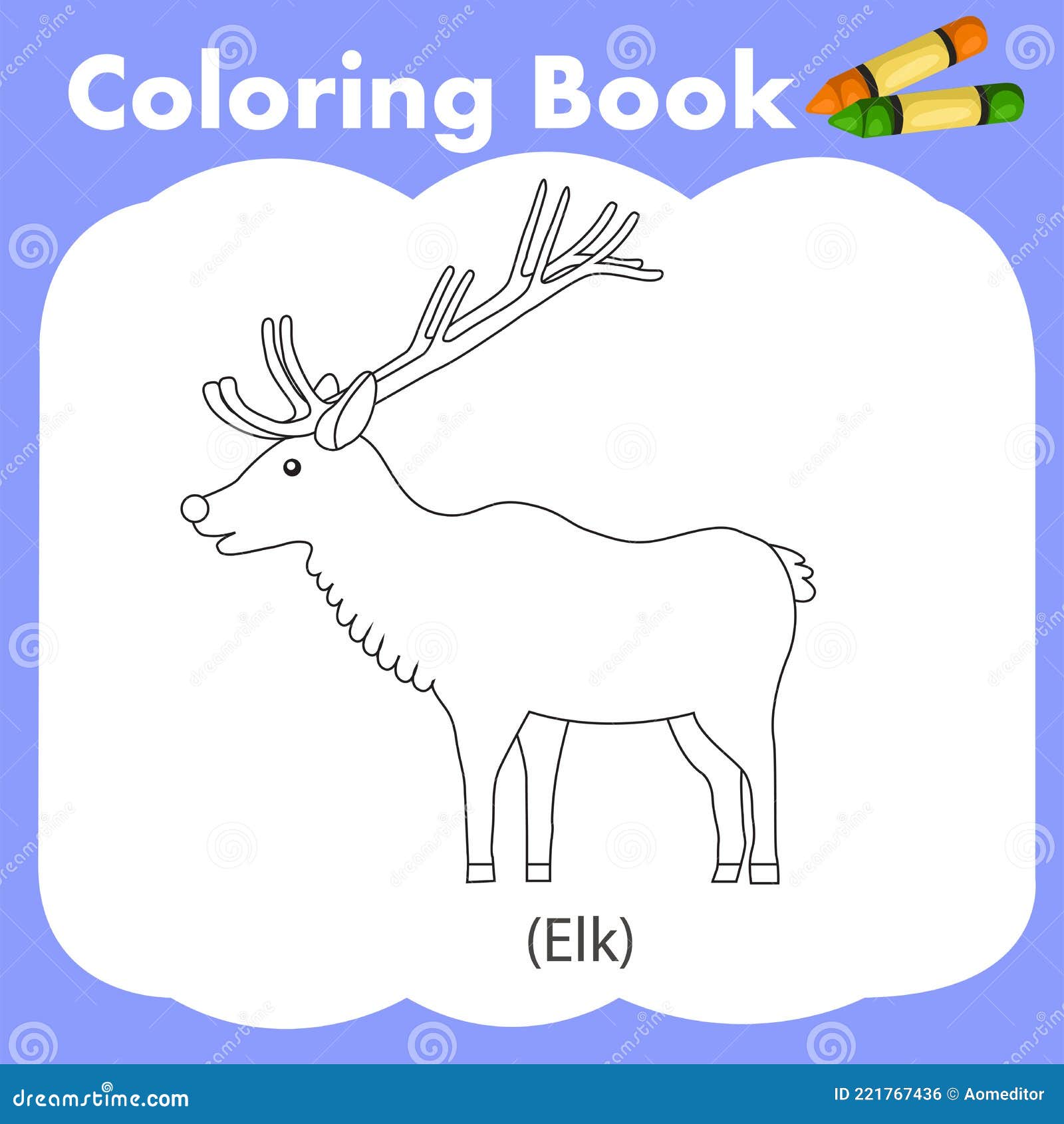 Illustrator of Coloring Book Elk Stock Vector - Illustration of funny ...