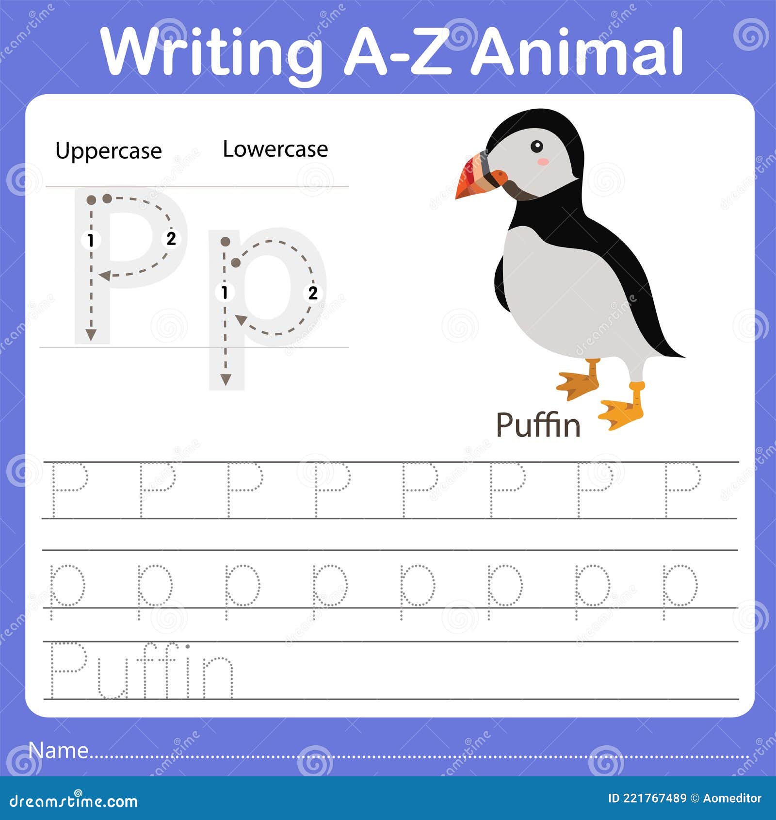 Illustrator of Writing a - Z Animal P Puffin Stock Vector ...