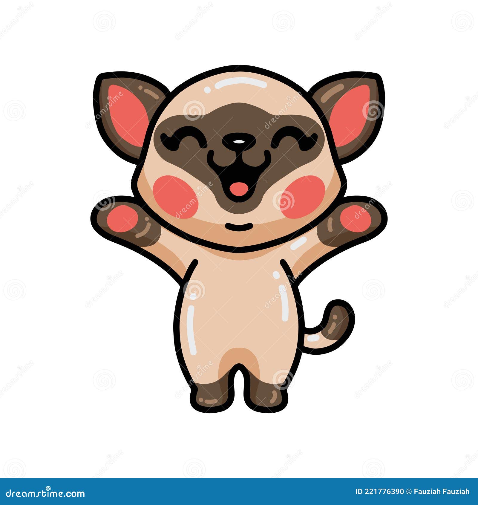Cute Happy Little Siamese Cat Cartoon Vector Illustration ...