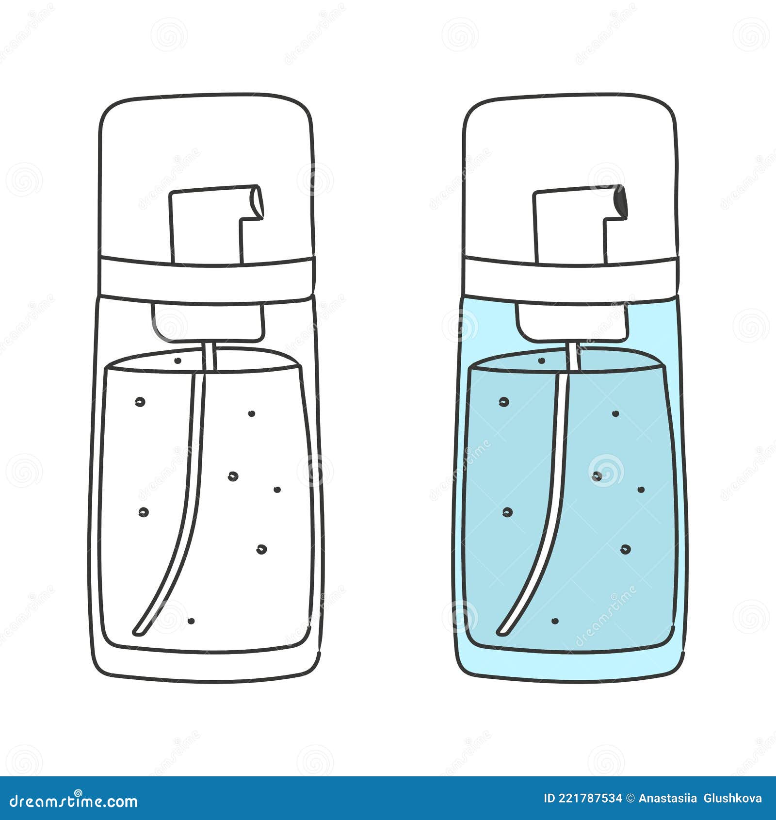 Hand Drawn Facial Cleanser Outline and Colored, Stock Vector ...