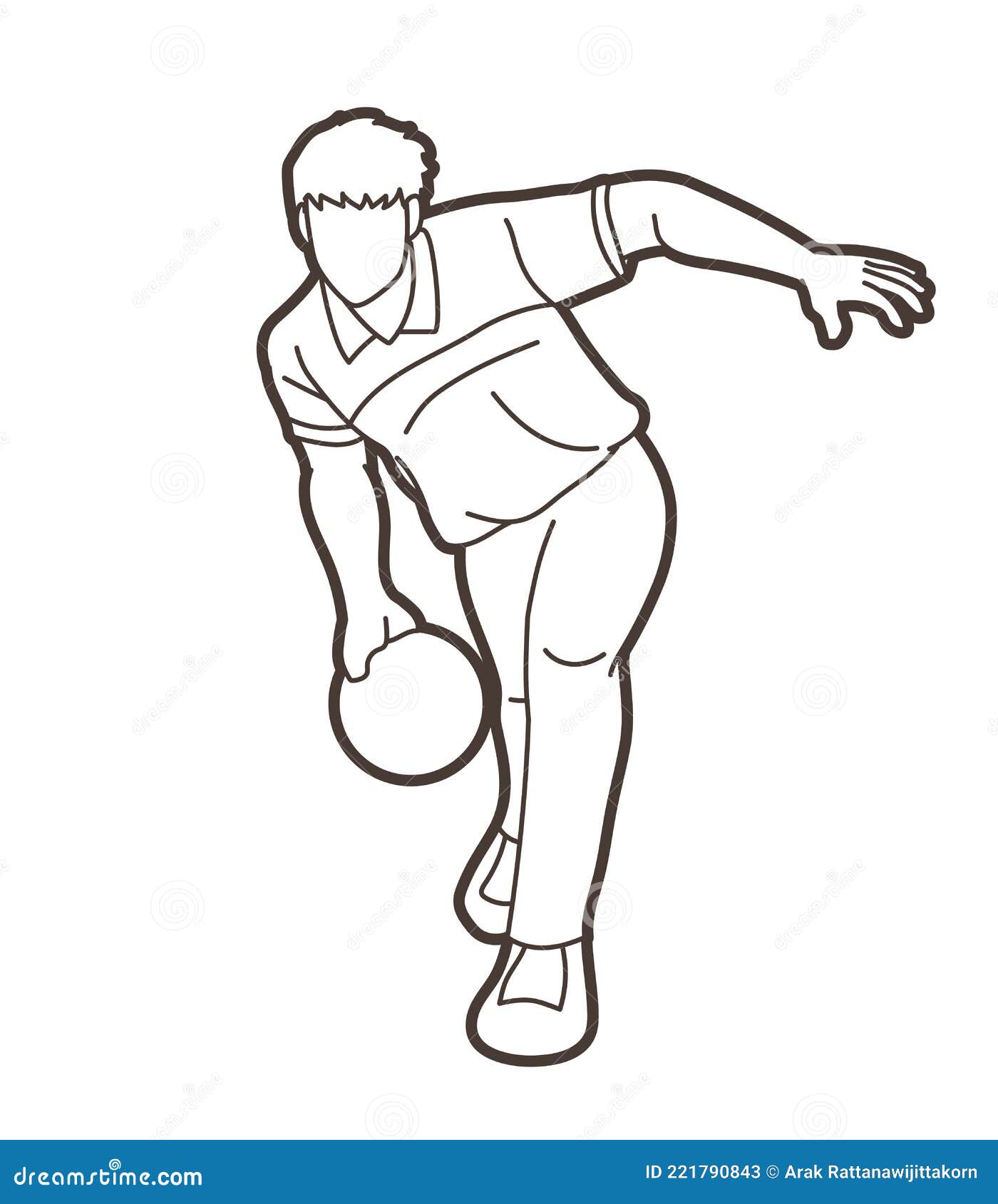 Male Player Bowling Sport Bowler Action Cartoon Graphic Vector Stock ...