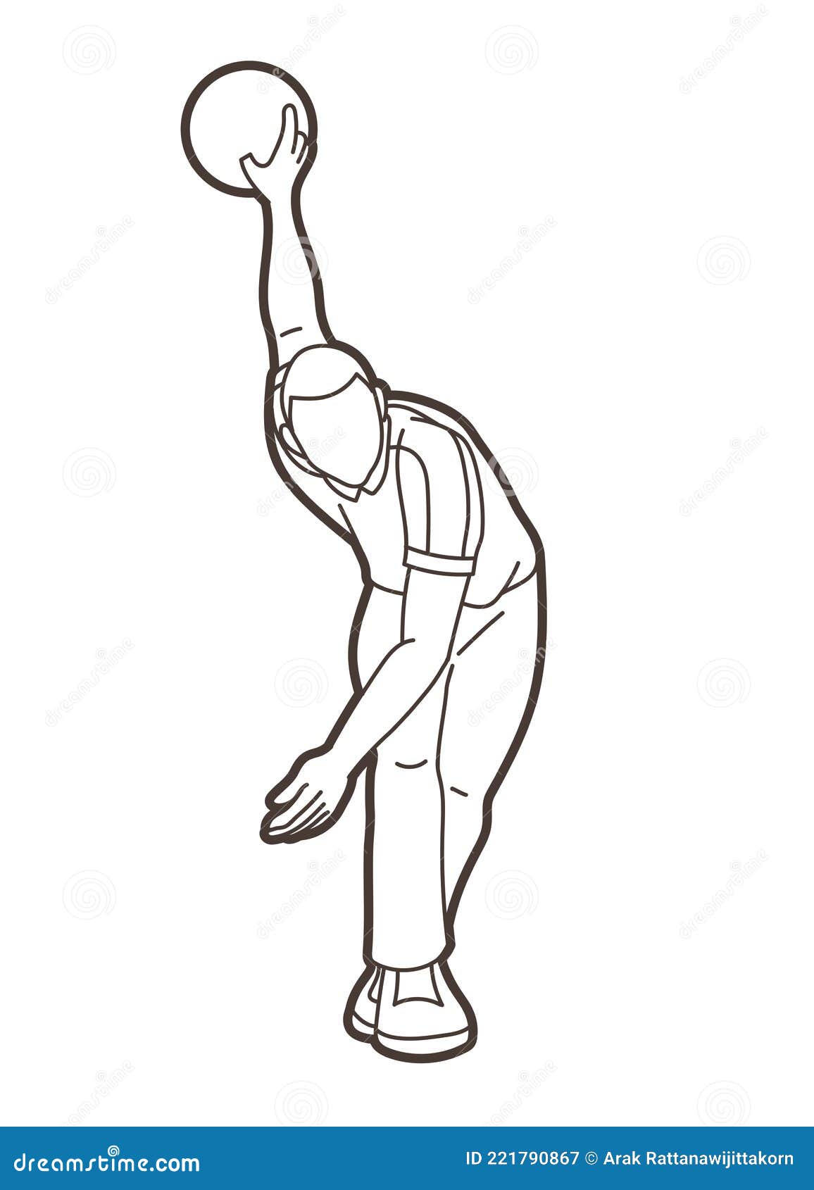 Male Player Bowling Sport Bowler Action Cartoon Graphic Vector Stock ...