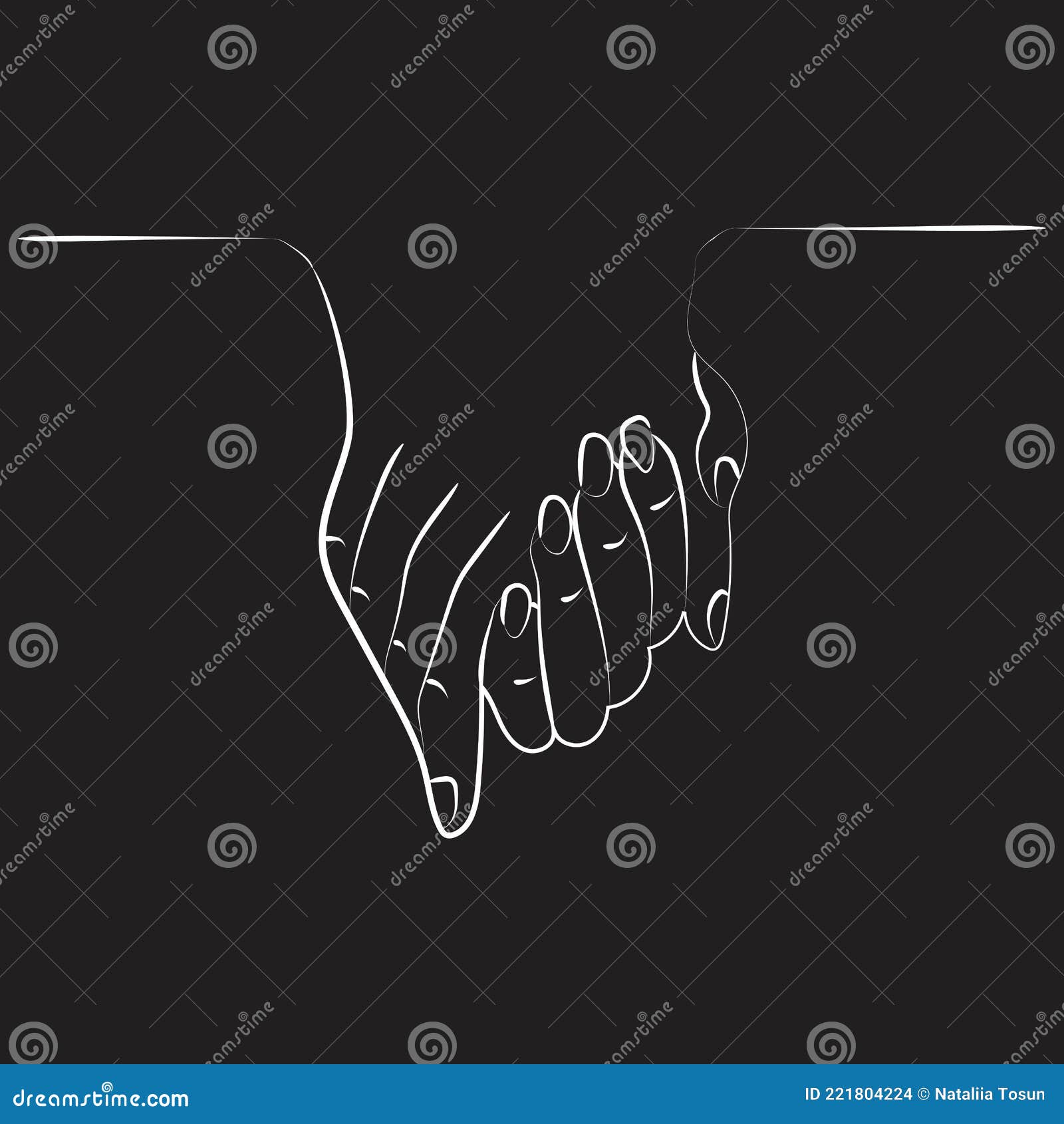 Outline Drawing of Two Hands. Vector Illustration. Stock Vector ...