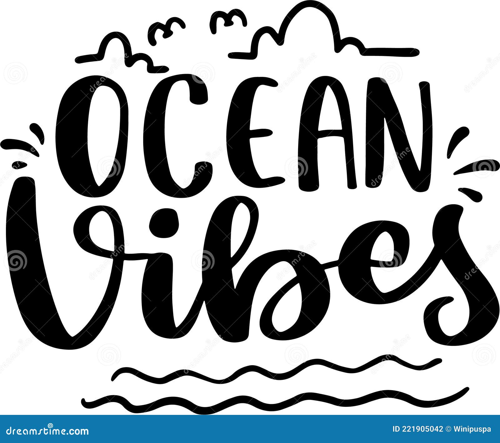 Ocean Vibes Lettering Quotes Stock Vector - Illustration of phrase ...