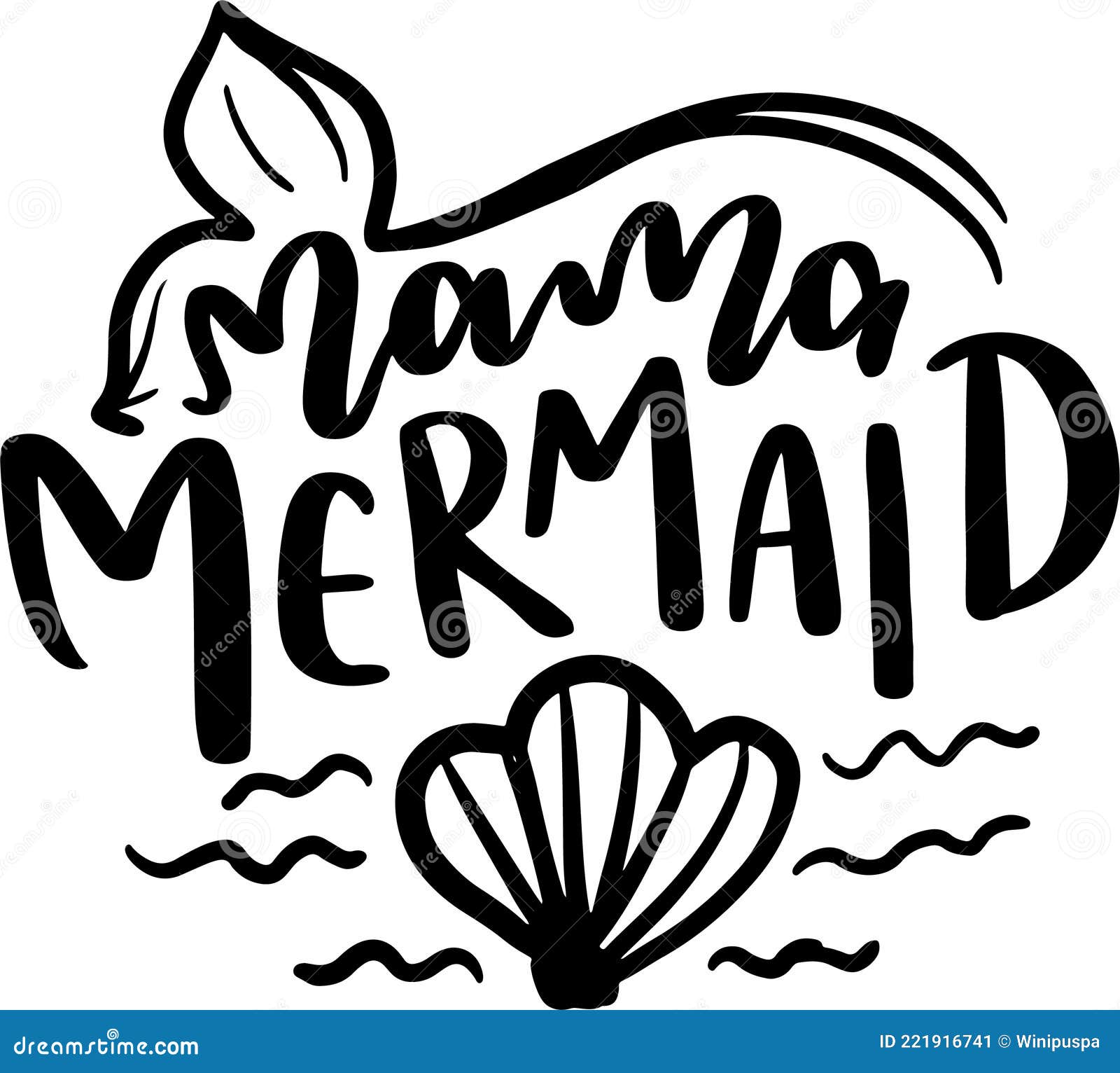 Mama Mermaid stock vector. Illustration of creative - 221916741