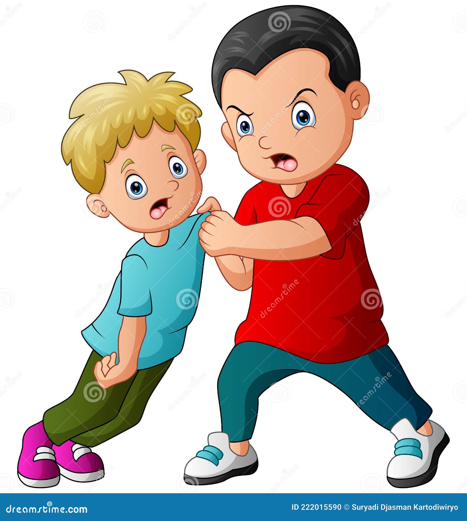 Illustration of a Boy Bullying Little Kid Stock Vector - Illustration ...