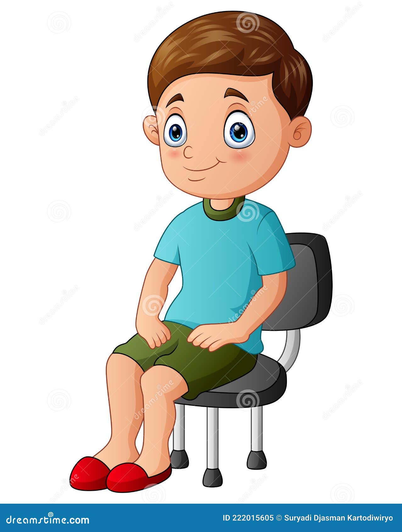 Cartoon a Boy Sitting on the Chair Stock Illustration - Illustration of ...