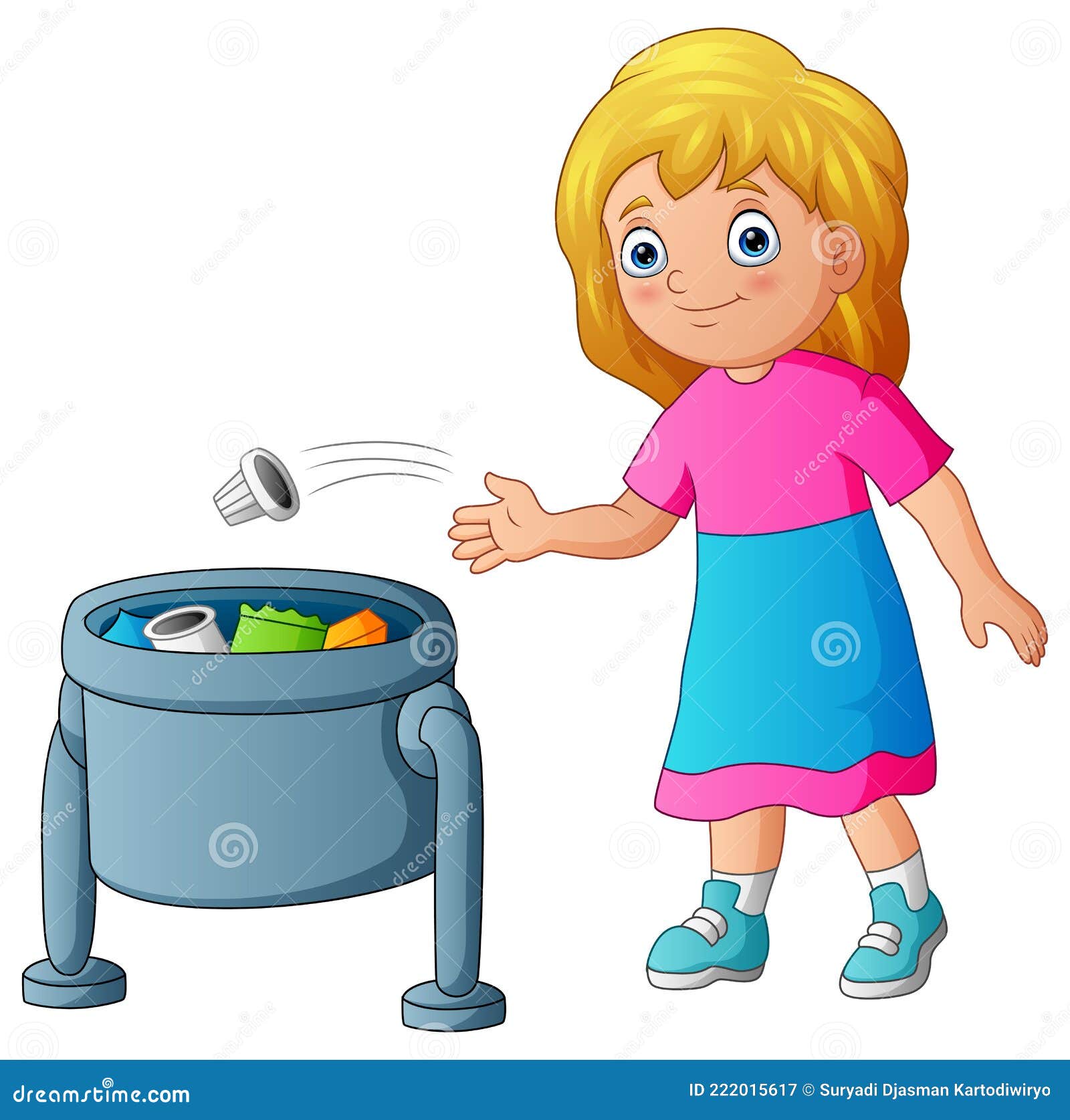 Throwing Garbage. Trash Recycling Cartoon Vector Illustration ...