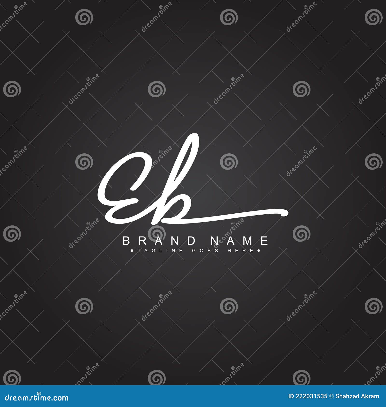 Initial Letter EB Logo - Handwritten Signature Style Logo Stock Vector ...