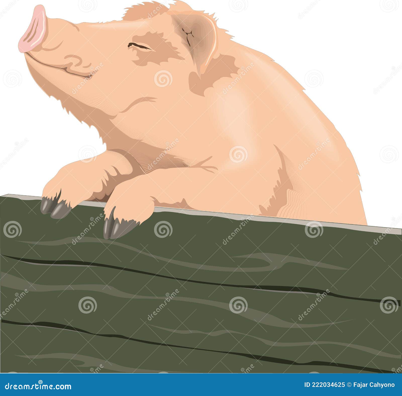 Pig Stand On The Fence Animal Vector Illustration Transparent ...