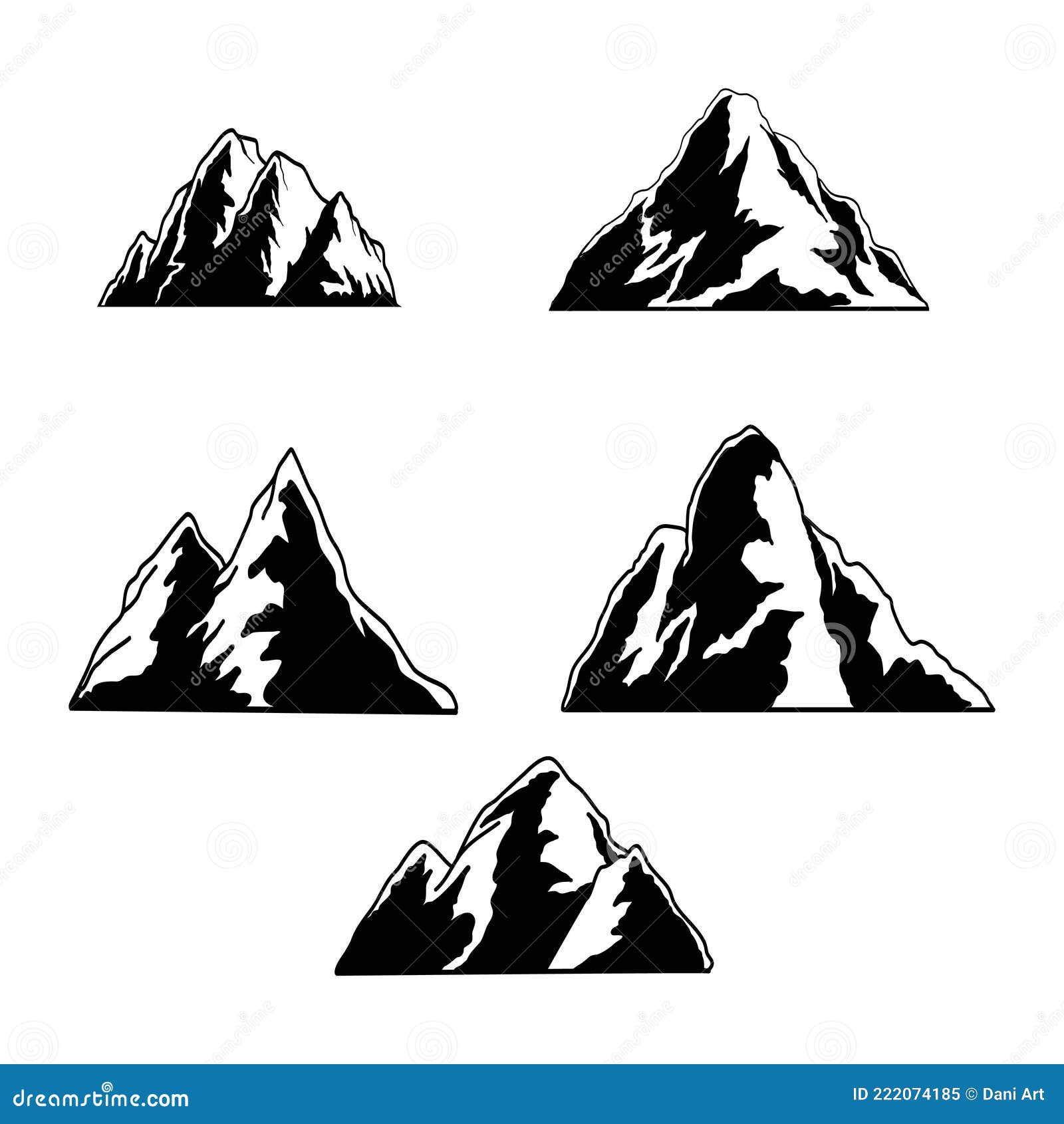 Mountain Vector Art and Graphic Design, Set of Mountain Stock Vector ...