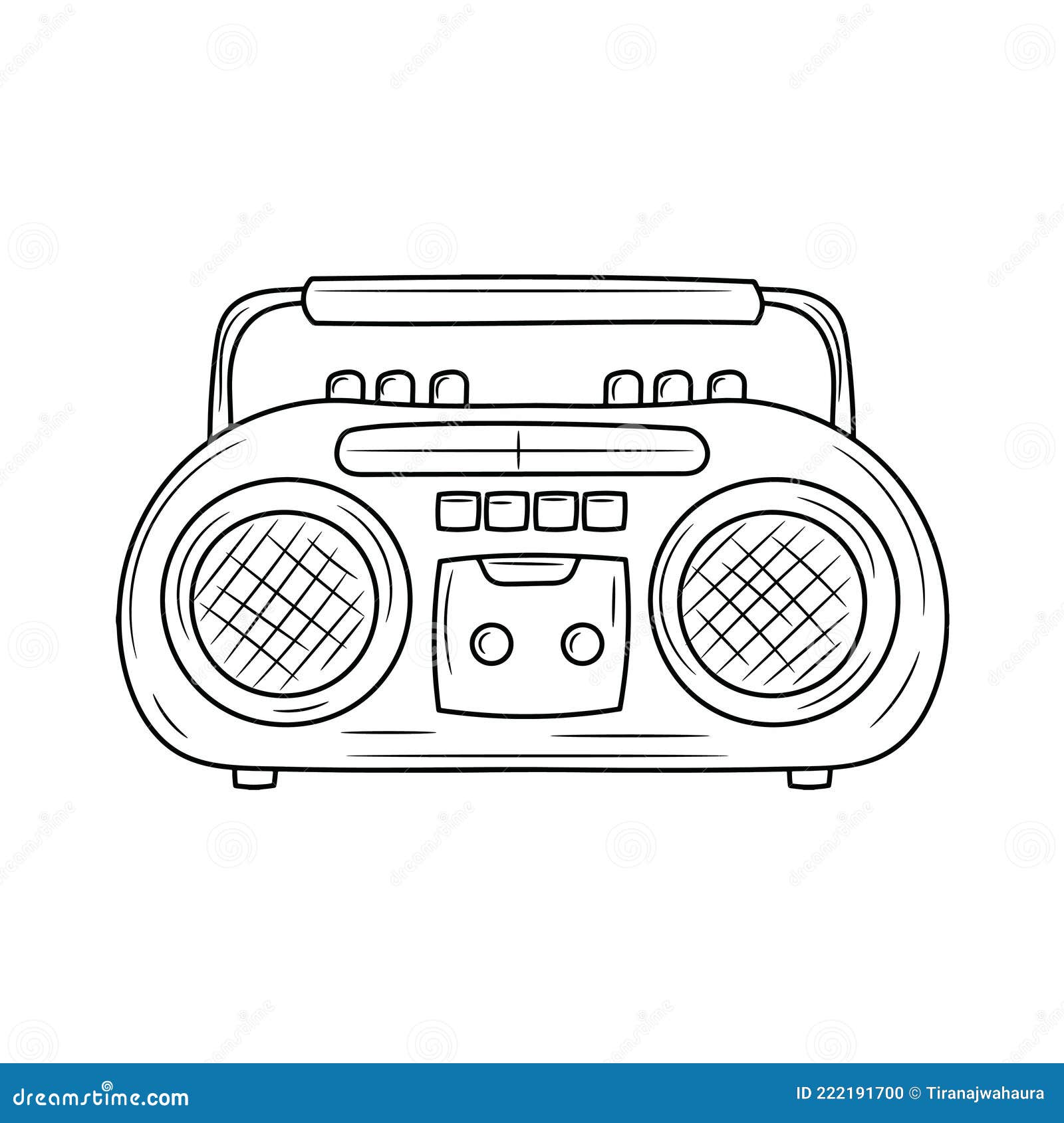 Mini Compo Radio Cassette Player With Hand Drawn Vector Illustration ...