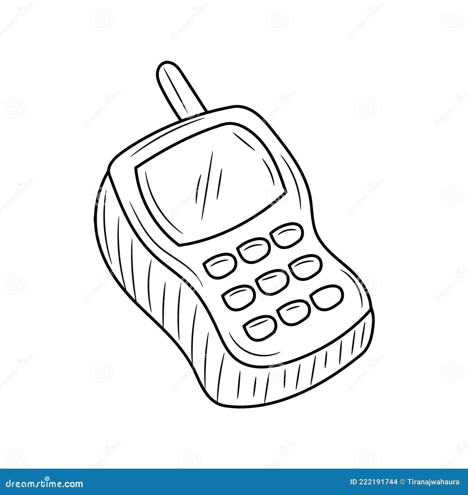 Old Mobile Phone with Hand Drawn Vector Illustration Stock Vector ...