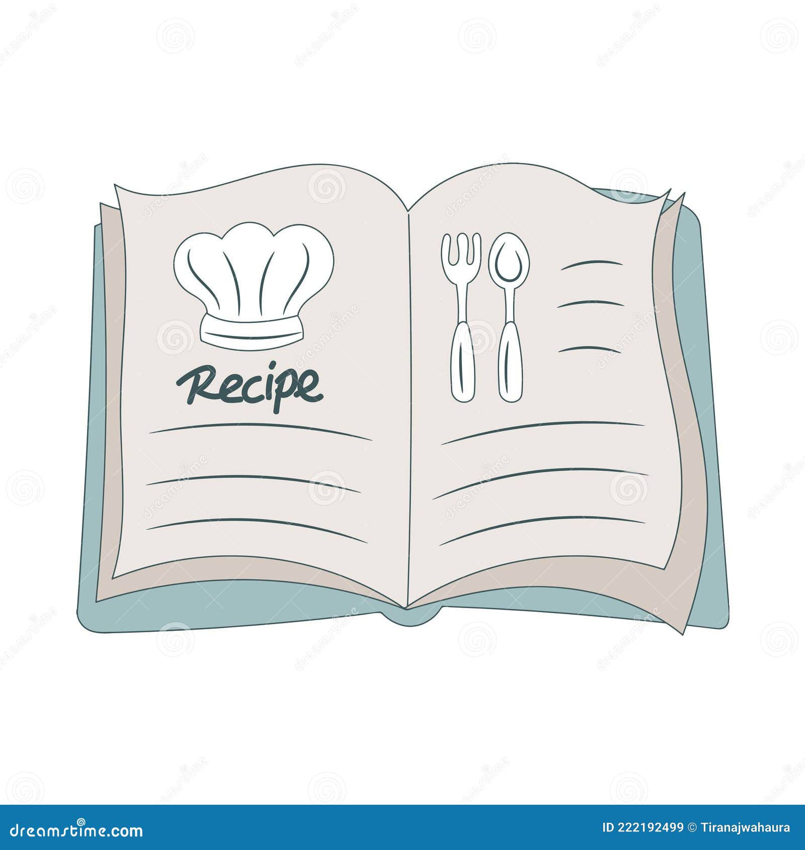 Recipe Book with Colored Hand Drawn Vector Illustration Stock Vector ...
