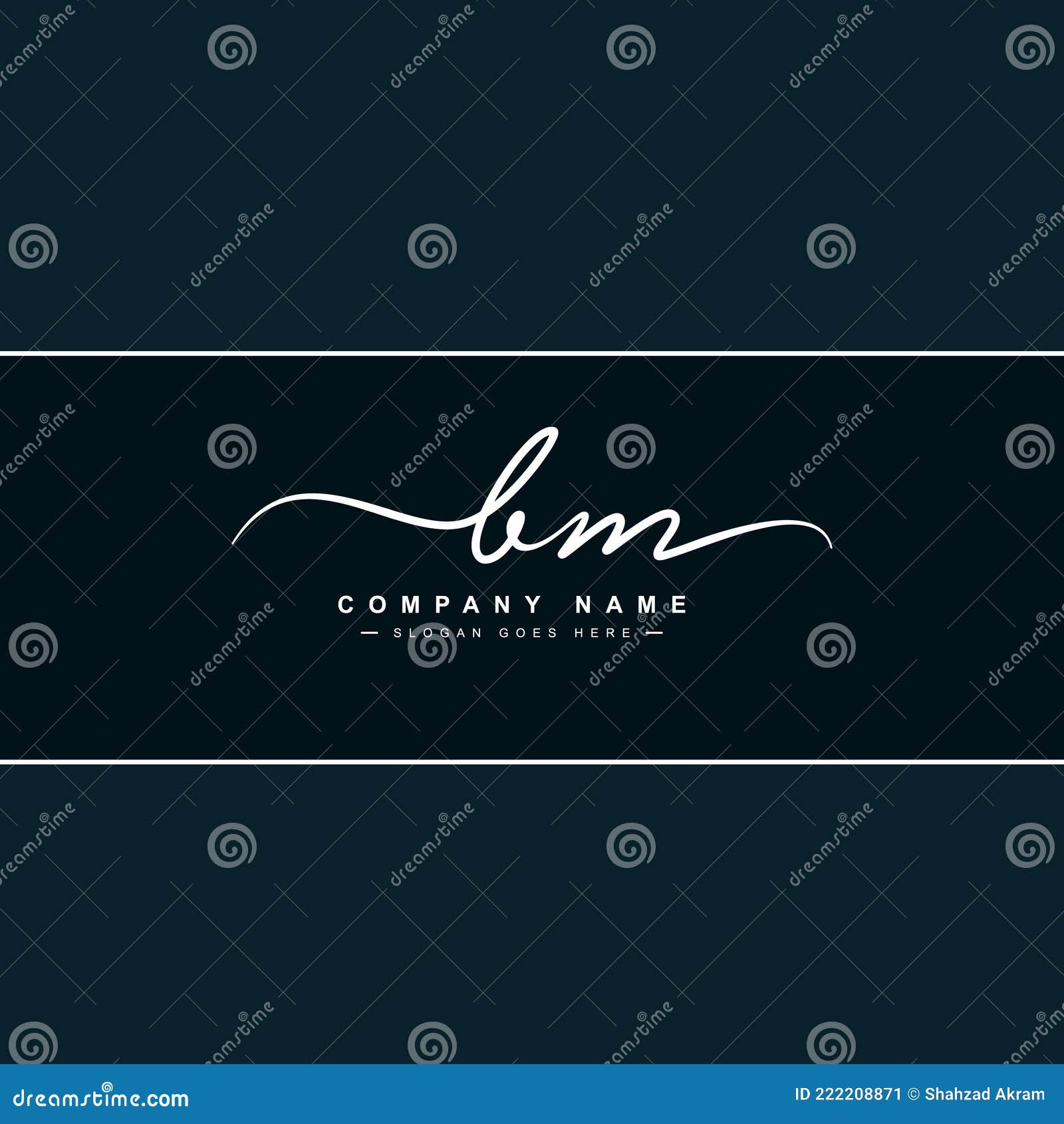 Initial Letter BM Logo - Handwritten Signature Style Logo Stock Vector ...