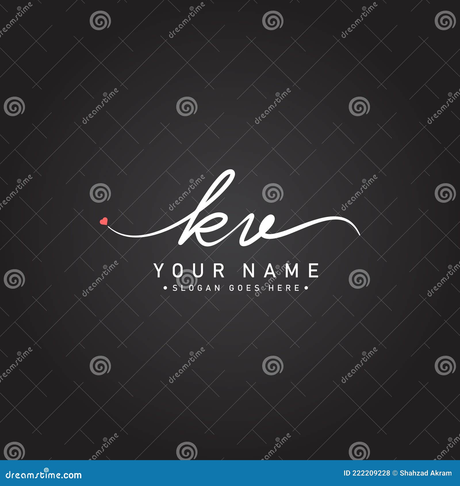 Initial Letter KV Logo - Handwritten Signature Logo Vector Illustration ...