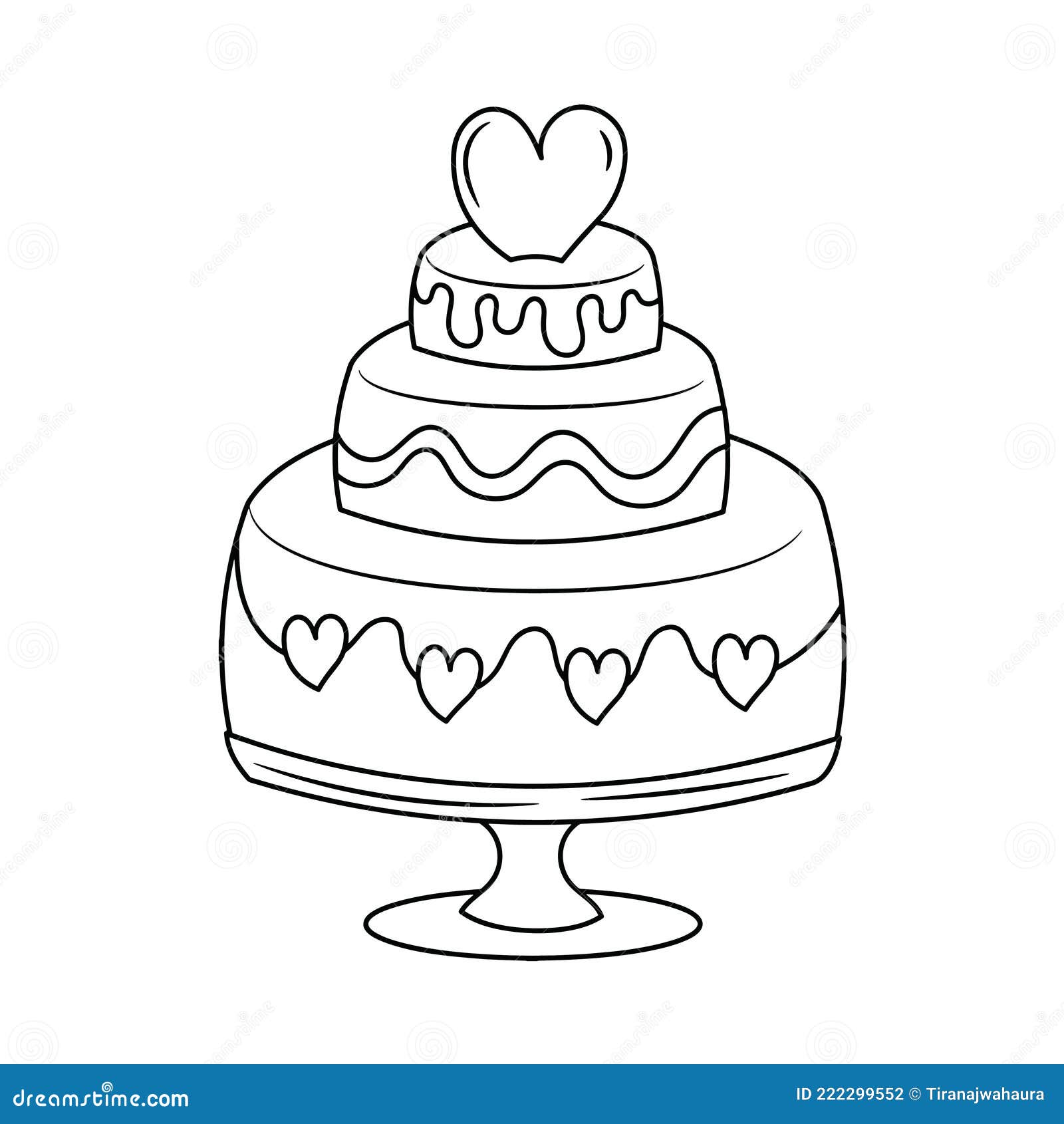 Hand Drawn of Wedding Cake Vector Illustration Stock Vector ...