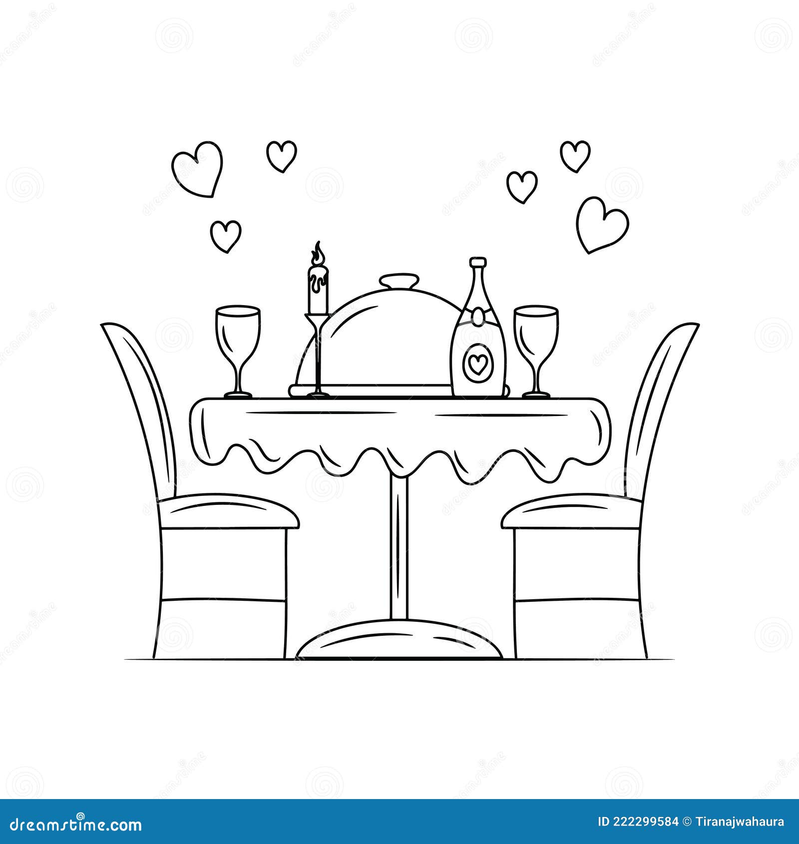 Wedding Table Decoration with Hand Drawn Vector Illustration Stock ...