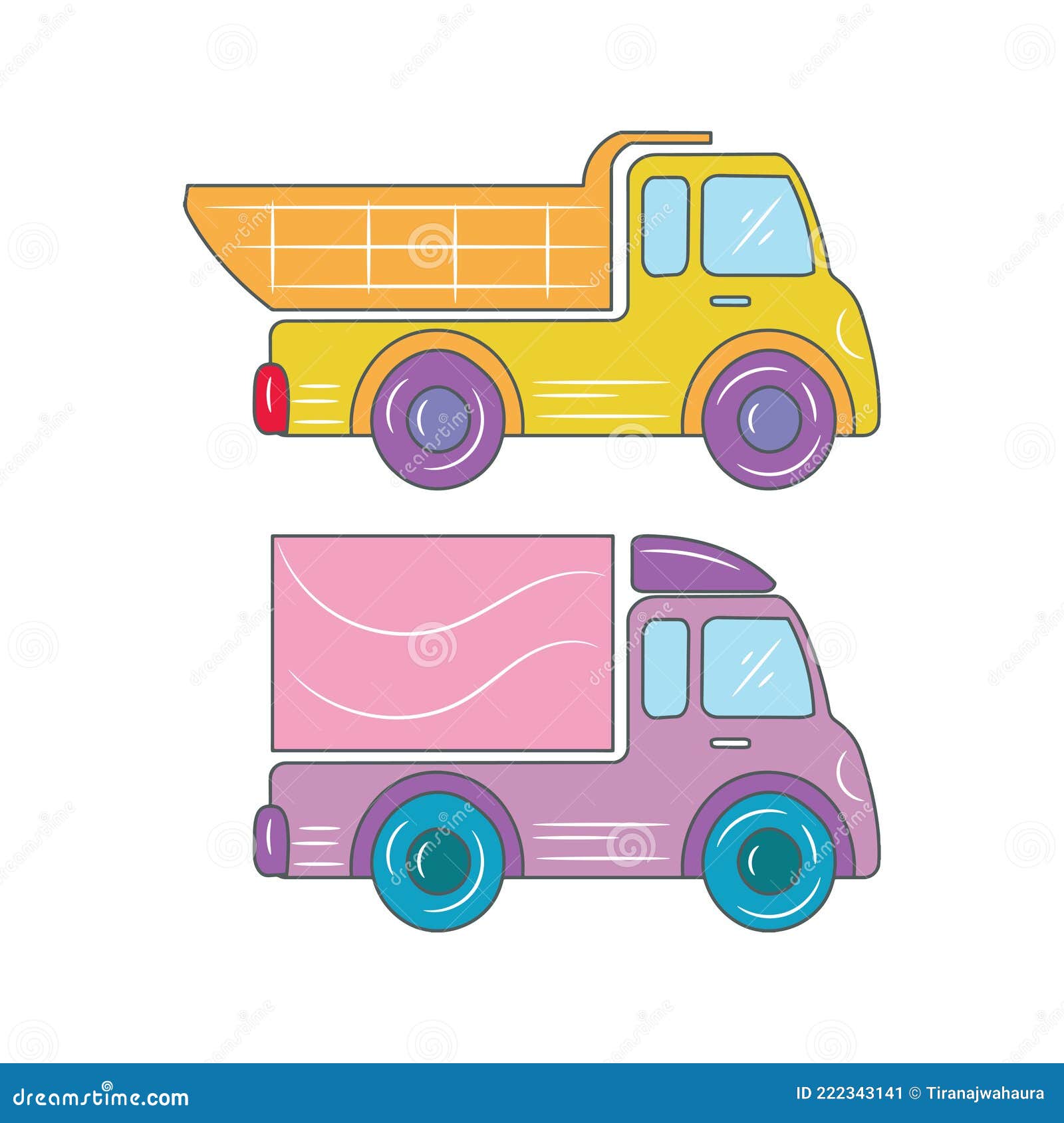Simple Truck and Box Car Colored Vector Illustration Stock Vector ...