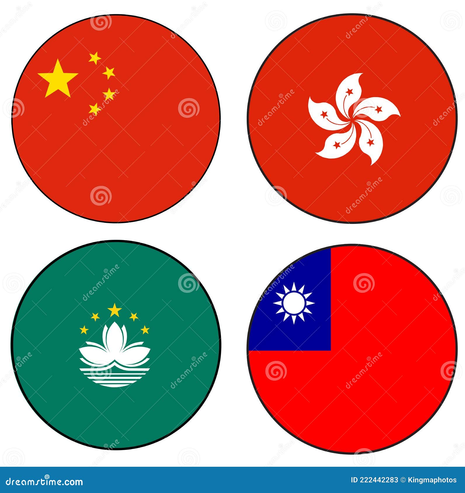 Flags of People`s Republic of China and Territories Taiwan, Hong Kong ...