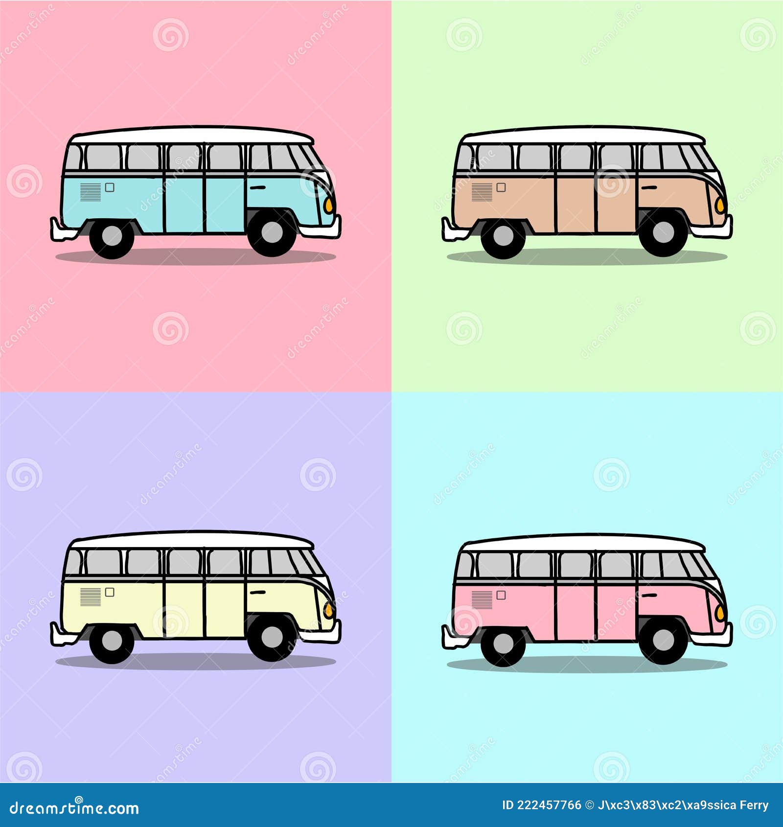 Colorful Vw Volkswagen Van - Vector Stock Vector - Illustration of ...