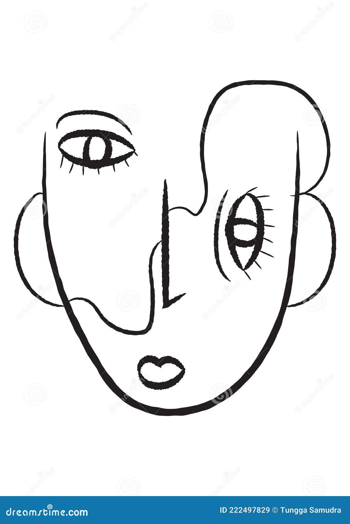 Abstract Face Drawing with Hand Drawn Style Stock Vector - Illustration ...